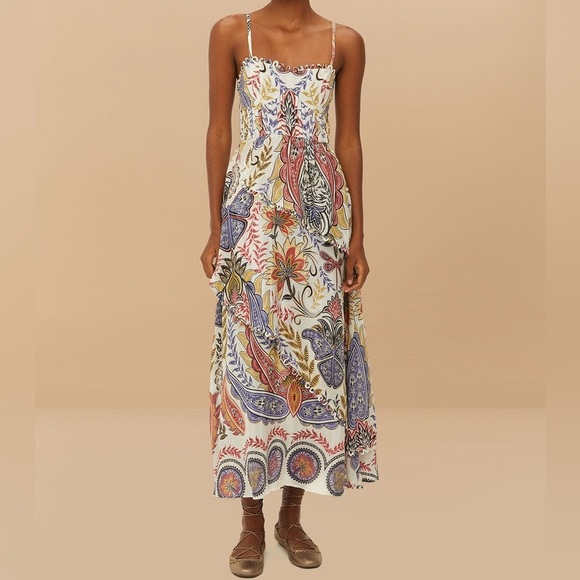 FARM Rio | Dresses | New Farm Rio Offwhite Boho Glam Loopy Trim Maxi ...
